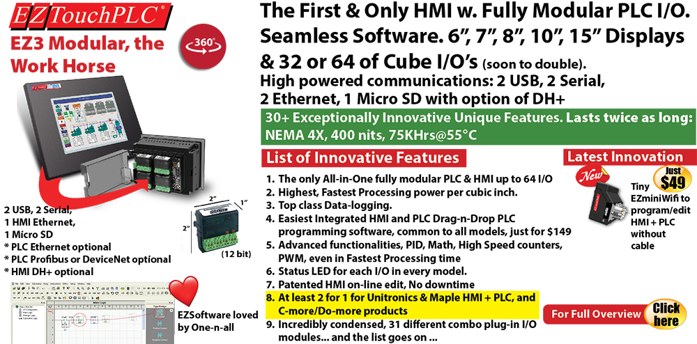 EZ3TouchPLC Modular, Expandable to 1024 I/O - High Performace Modular ...